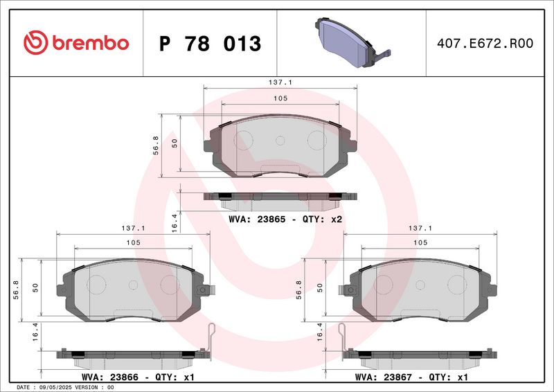 Komplet pločica, disk-kočnica BREMBO P 78 013X