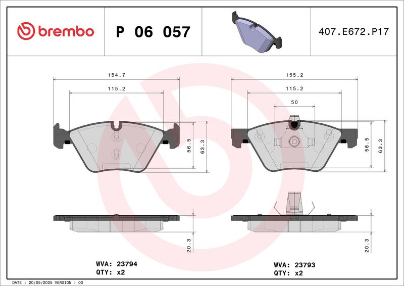 Komplet pločica, disk-kočnica BREMBO P 06 057X