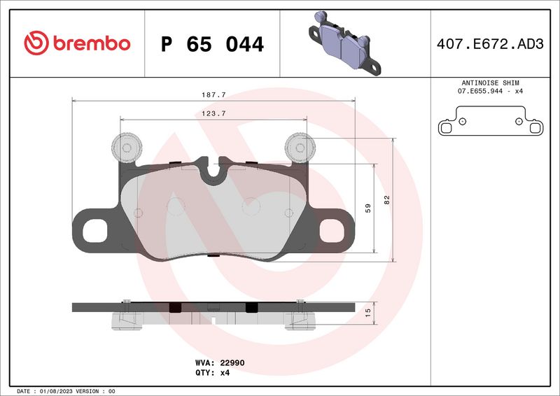 Komplet pločica, disk-kočnica BREMBO P 65 044