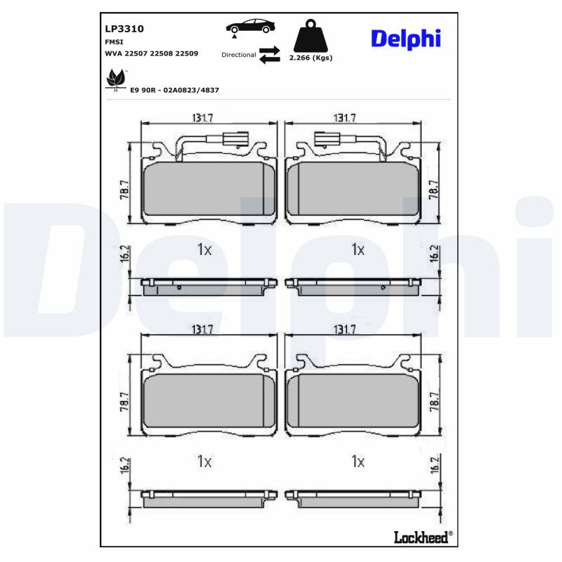 Komplet pločica, disk-kočnica DELPHI LP3310