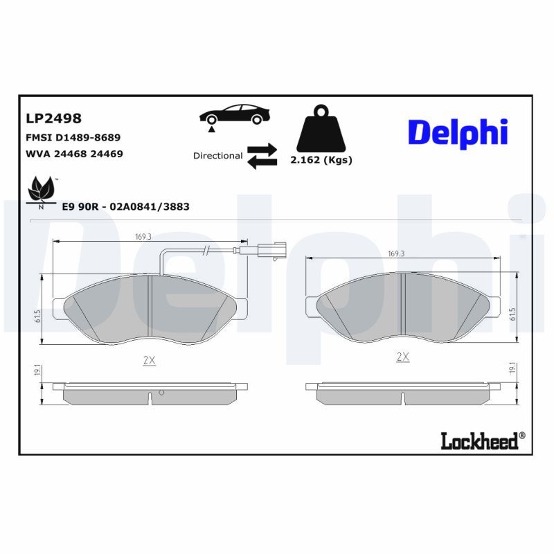 Komplet pločica, disk-kočnica DELPHI LP2498