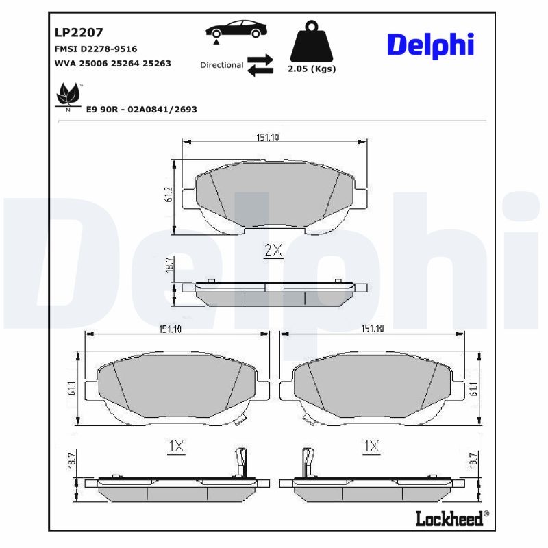Komplet pločica, disk-kočnica DELPHI LP2207