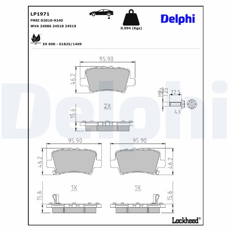 Komplet pločica, disk-kočnica DELPHI LP1971