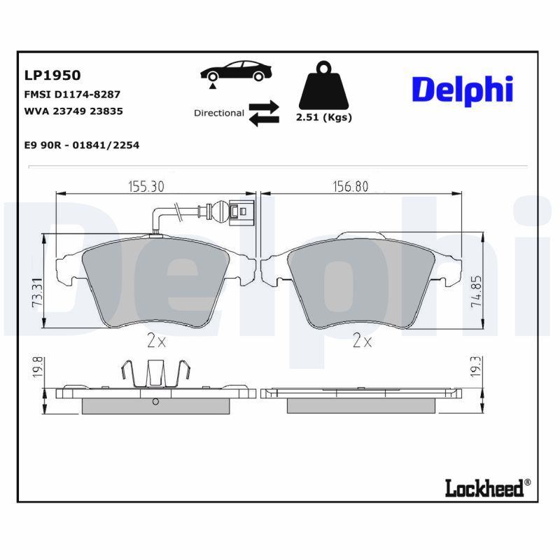 Komplet pločica, disk-kočnica DELPHI LP1950