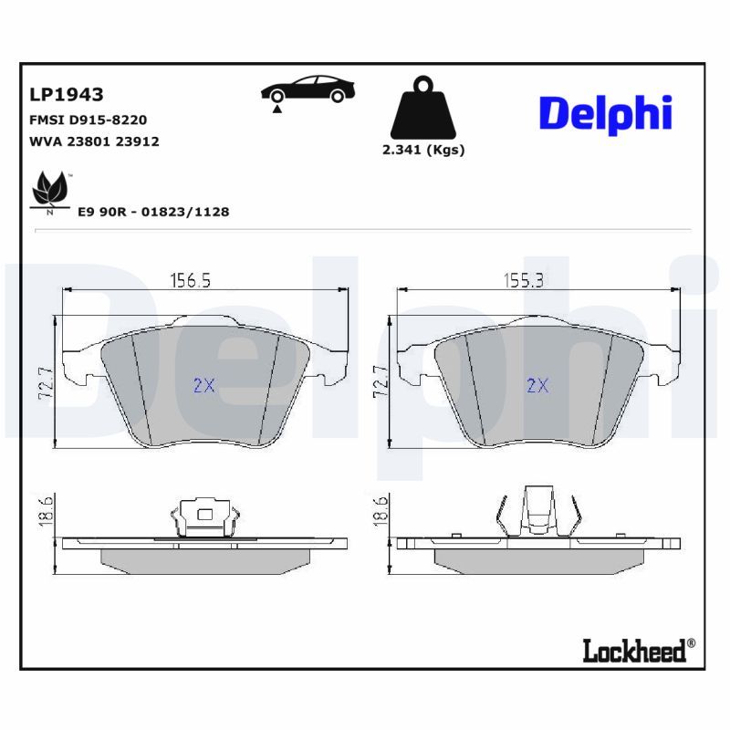 Komplet pločica, disk-kočnica DELPHI LP1943