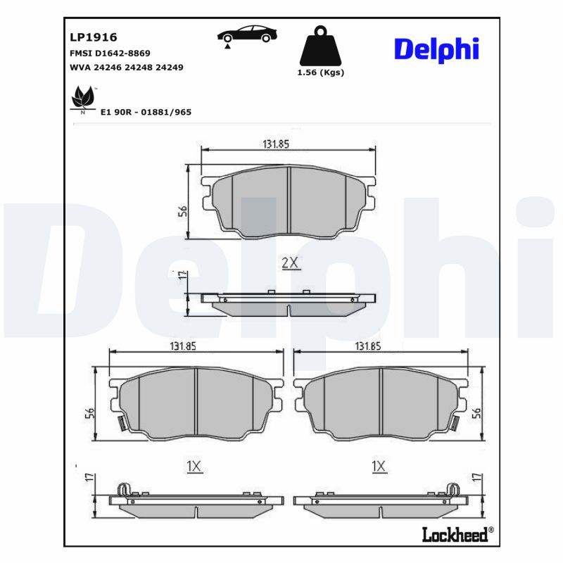 Komplet pločica, disk-kočnica DELPHI LP1916