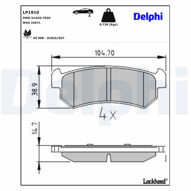 Komplet pločica, disk-kočnica DELPHI LP1910