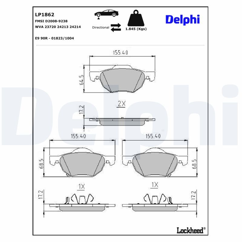 Komplet pločica, disk-kočnica DELPHI LP1862