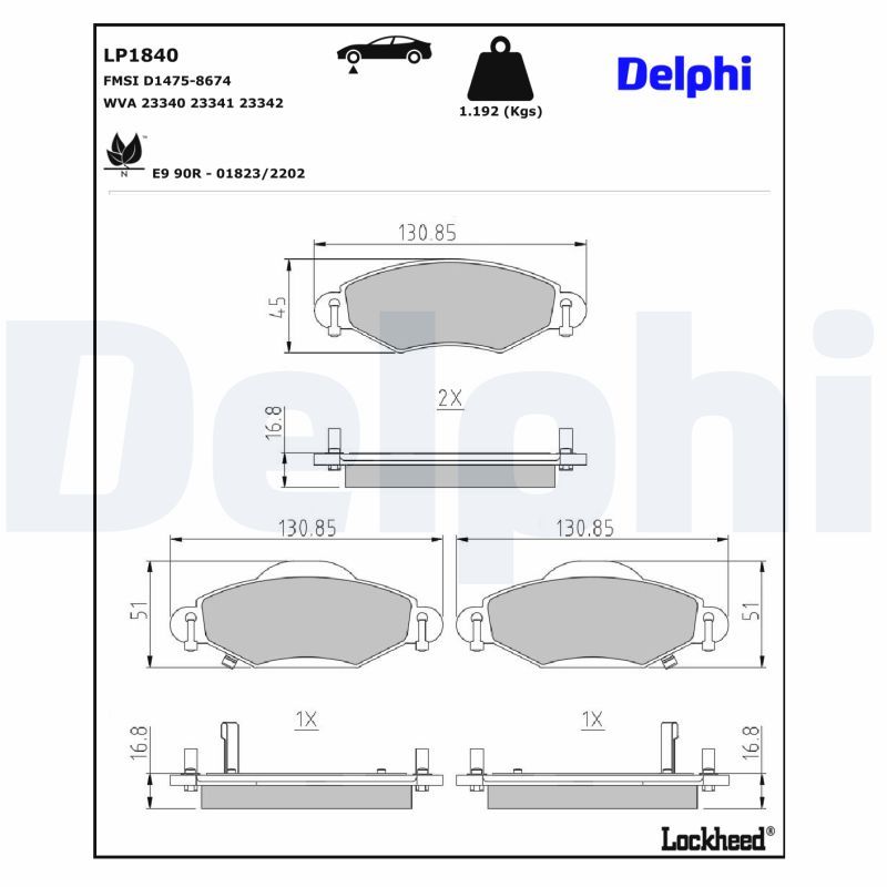Komplet pločica, disk-kočnica DELPHI LP1840