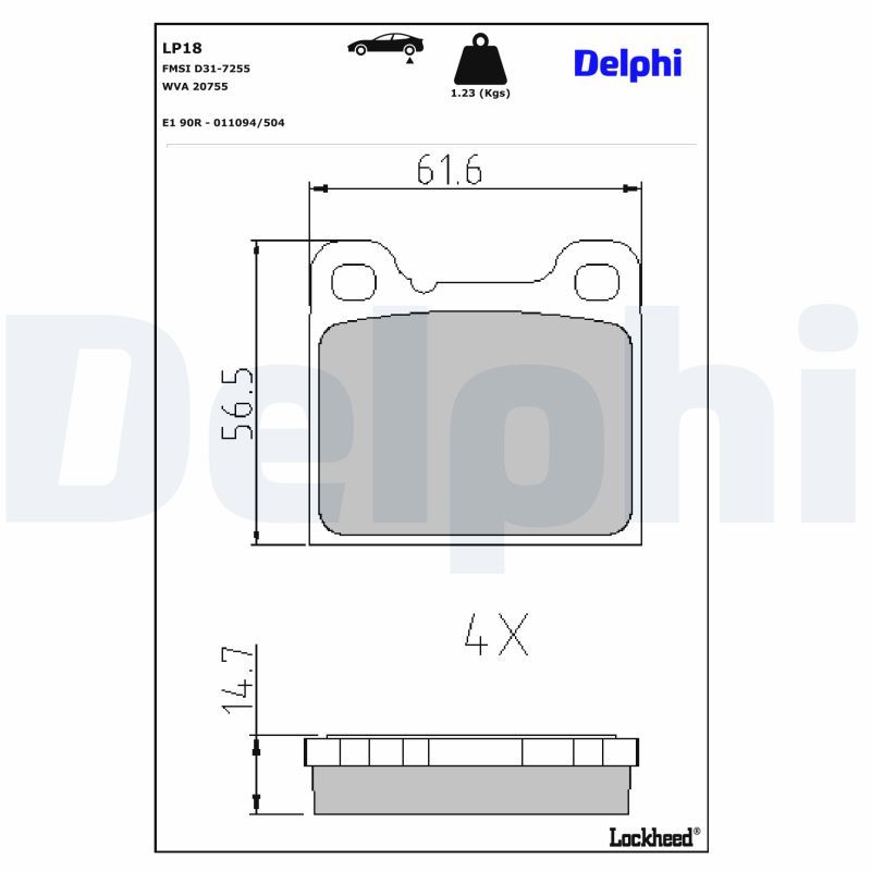 Komplet pločica, ručna disk-kočnica DELPHI LP18