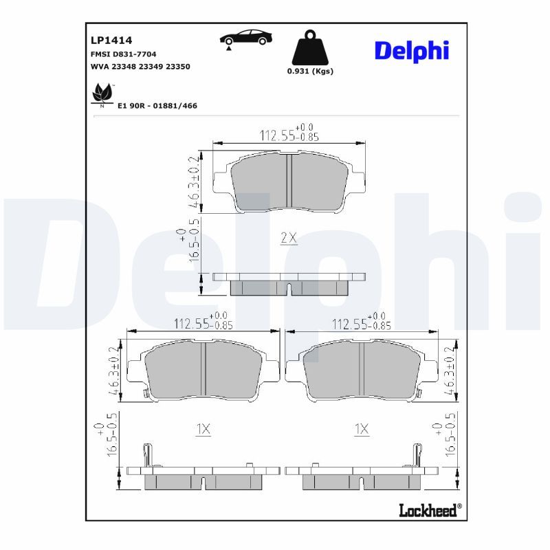 Komplet pločica, disk-kočnica DELPHI LP1414