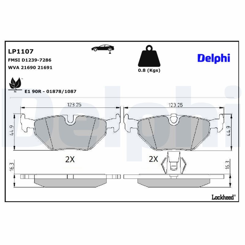 Komplet pločica, disk-kočnica DELPHI LP1107