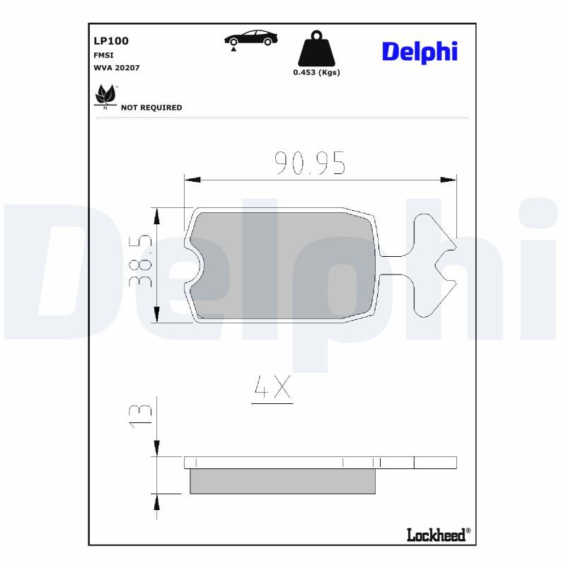 Komplet pločica, disk-kočnica DELPHI LP100