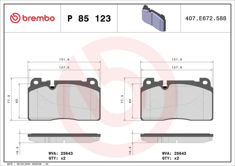 Komplet pločica, disk-kočnica BREMBO P 85 123