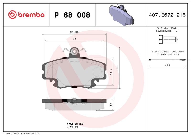 Komplet pločica, disk-kočnica BREMBO P 68 008