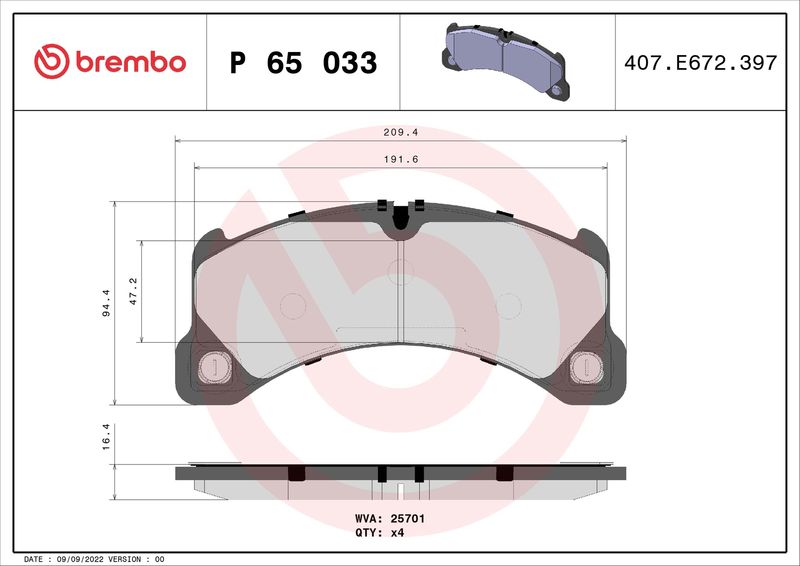 Komplet pločica, disk-kočnica BREMBO P 65 033