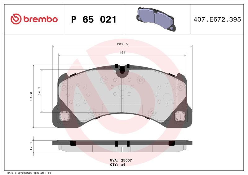 Komplet pločica, disk-kočnica BREMBO P 65 021
