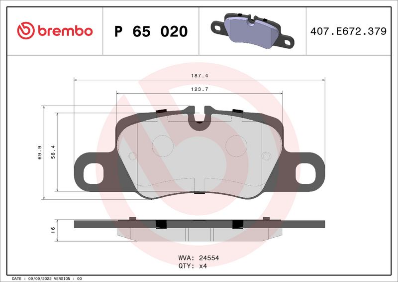 Komplet pločica, disk-kočnica BREMBO P 65 020