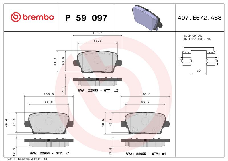 Komplet pločica, disk-kočnica BREMBO P 59 097