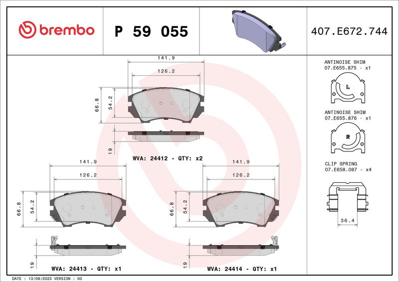 Komplet pločica, disk-kočnica BREMBO P 59 055