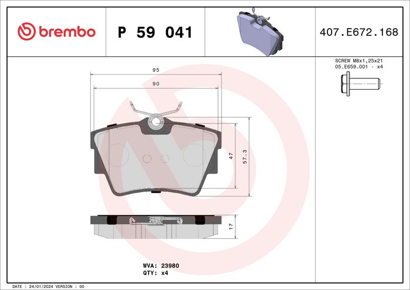 Komplet pločica, disk-kočnica BREMBO P 59 041