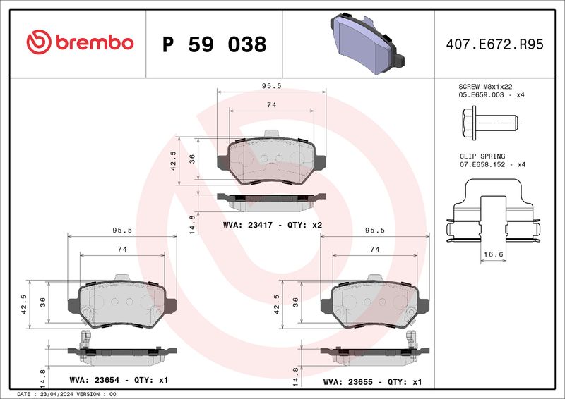 Komplet pločica, disk-kočnica BREMBO P 59 038