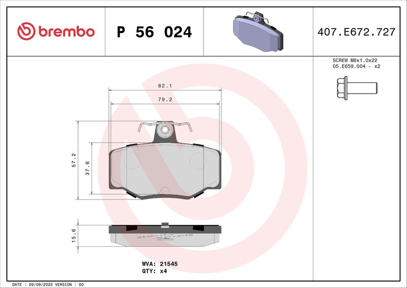 Komplet pločica, disk-kočnica BREMBO P 56 024