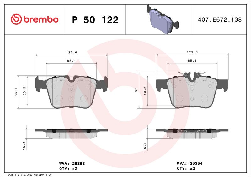 Komplet pločica, disk-kočnica BREMBO P 50 122