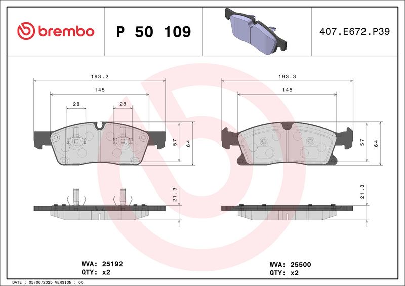 Komplet pločica, disk-kočnica BREMBO P 50 109