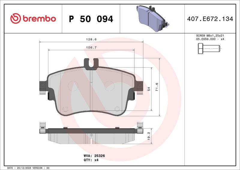 Komplet pločica, disk-kočnica BREMBO P 50 094