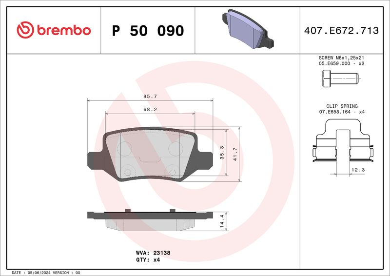 Komplet pločica, disk-kočnica BREMBO P 50 090