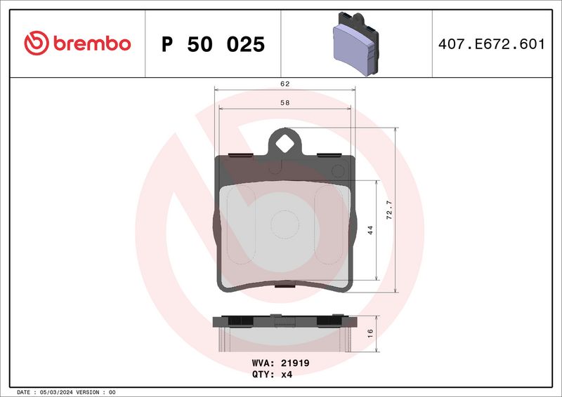 Komplet pločica, disk-kočnica BREMBO P 50 025