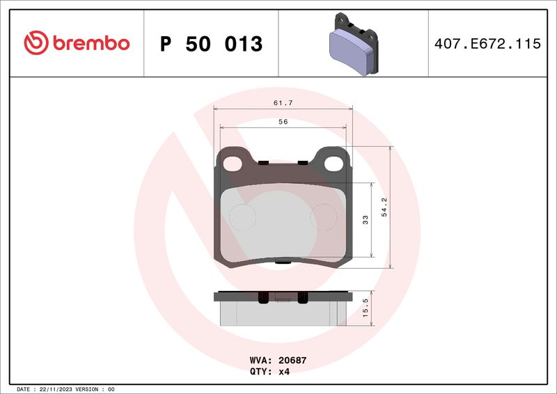 Komplet pločica, disk-kočnica BREMBO P 50 013