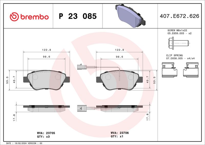 Komplet pločica, disk-kočnica BREMBO P 23 085