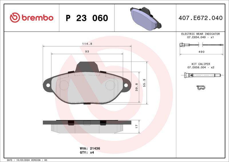 Komplet pločica, disk-kočnica BREMBO P 23 060
