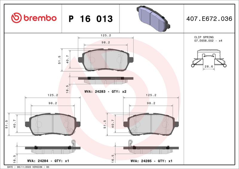 Komplet pločica, disk-kočnica BREMBO P 16 013