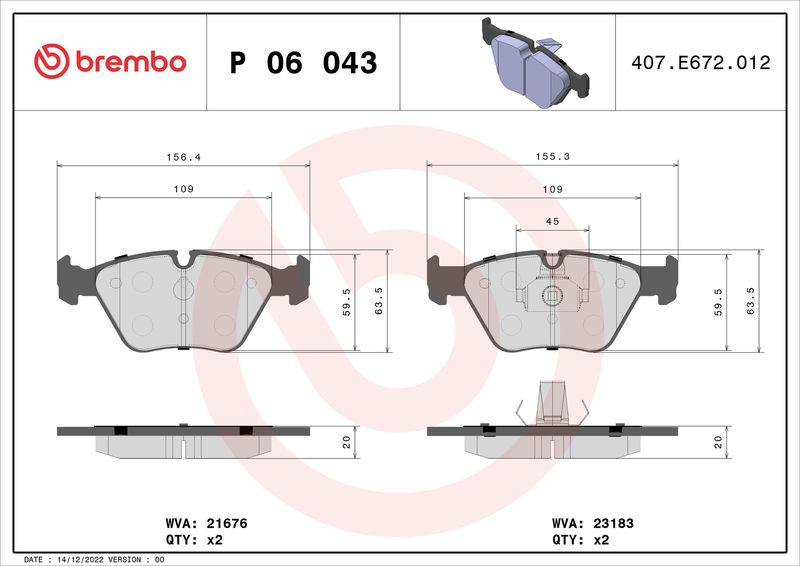 Komplet pločica, disk-kočnica BREMBO P 06 043
