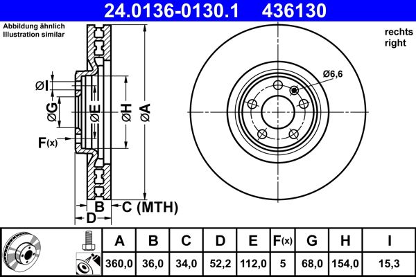 Kočioni disk ATE 24.0136-0130.1