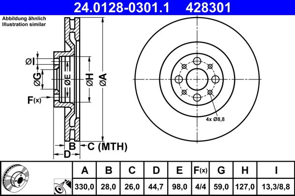 Kočioni disk ATE 24.0128-0301.1