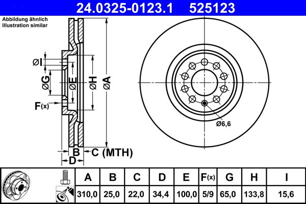 Kočioni disk ATE 24.0325-0123.1