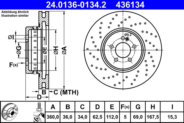 Kočioni disk ATE 24.0136-0134.2