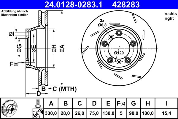 Kočioni disk ATE 24.0128-0283.1