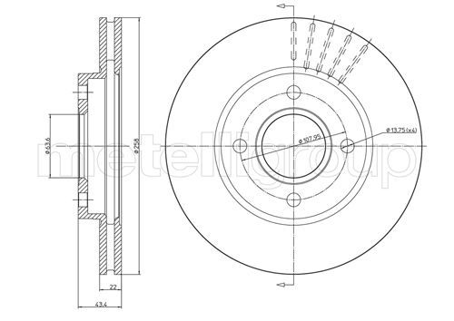 Kočioni disk METELLI 23-0476C