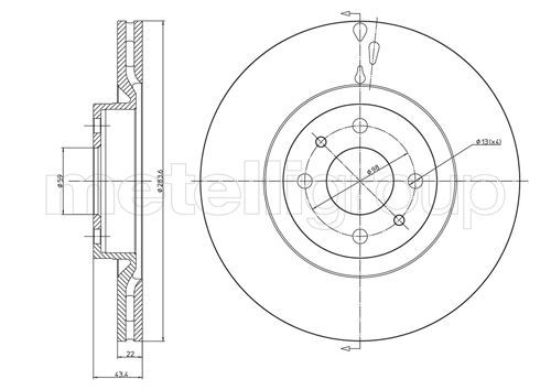 Kočioni disk METELLI 23-0369C
