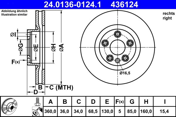 Kočioni disk ATE 24.0136-0124.1