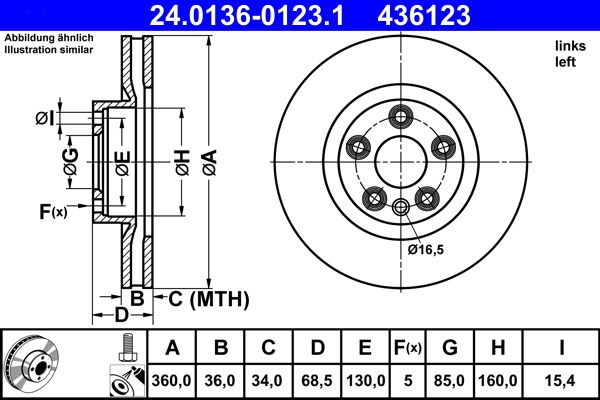 Kočioni disk ATE 24.0136-0123.1