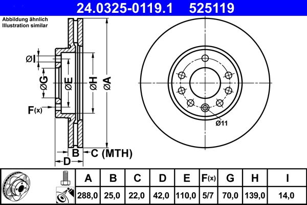 Kočioni disk ATE 24.0325-0119.1