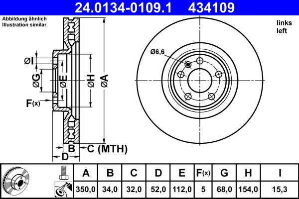 Kočioni disk ATE 24.0134-0109.1