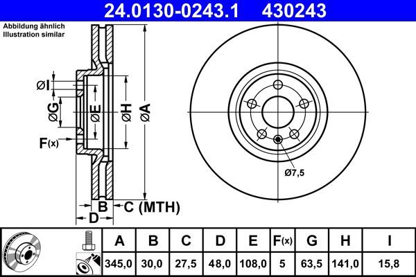 Kočioni disk ATE 24.0130-0243.1