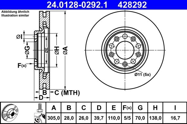 Kočioni disk ATE 24.0128-0292.1